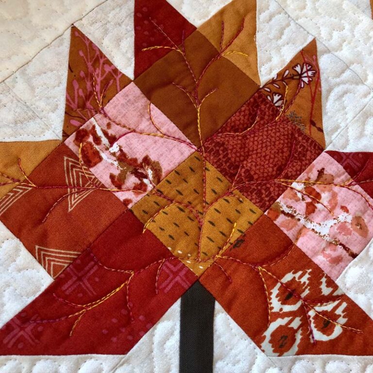 Free Scrappy Leaves Table Runner pattern - The Crafty Quilter